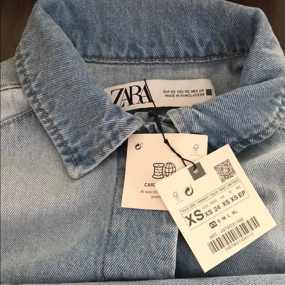 Zara | Jackets & Coats | Nwt Zara Frayed Hem Denim Shirt Jacket Shacket ...